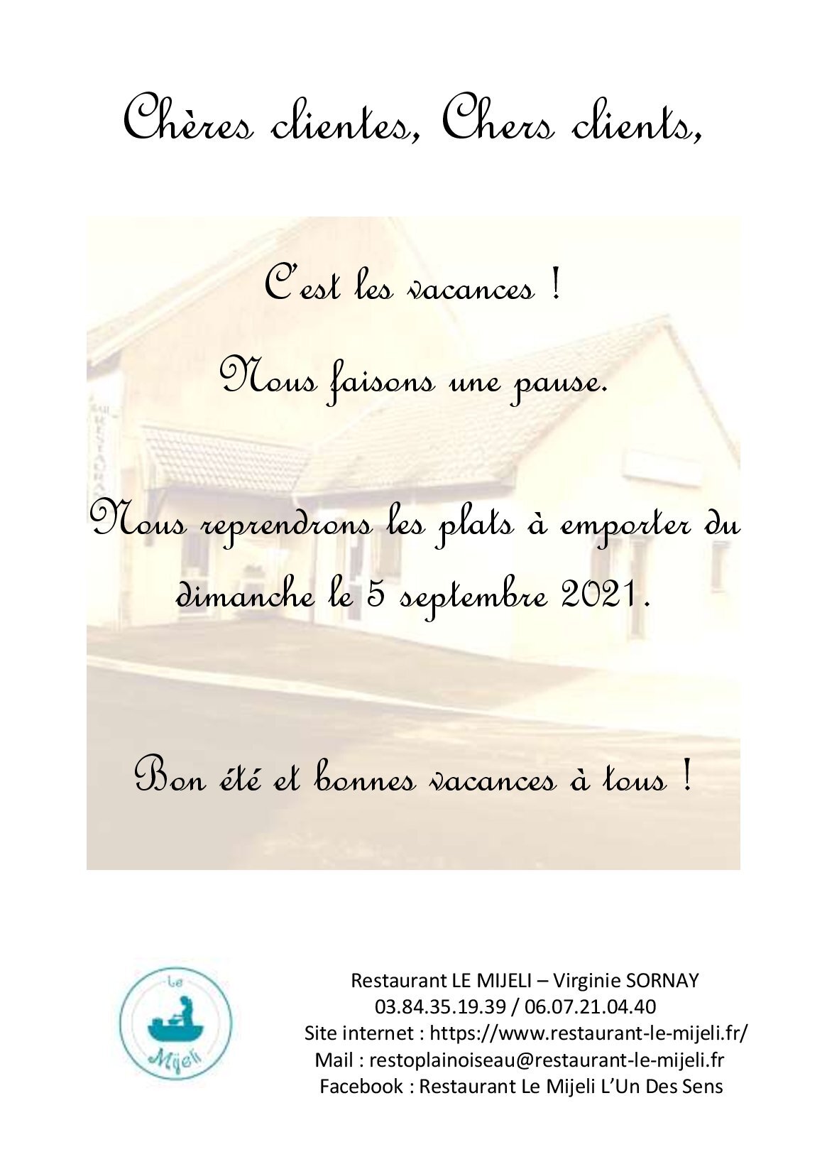 MENUS & FORMULES – Restaurant LE MIJELI – L'UN DES SENS – Plainoiseau ...